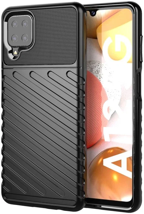 Samsung Galaxy M12 / A12 Twill Thunder Texture Back Cover Zwart | gsmpunt