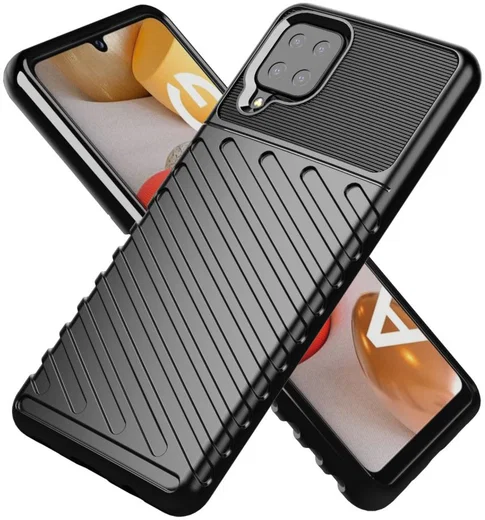 Samsung Galaxy M12 / A12 Twill Thunder Texture Back Cover Zwart | gsmpunt