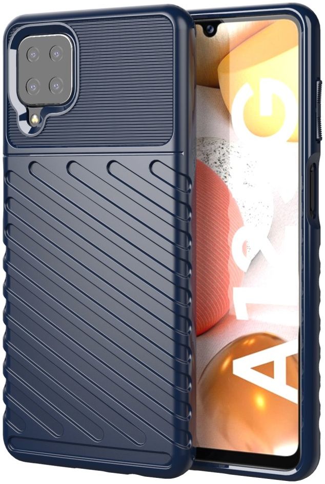 Samsung Galaxy M12 / A12 Twill Thunder Texture Back Cover Blauw | gsmpunt