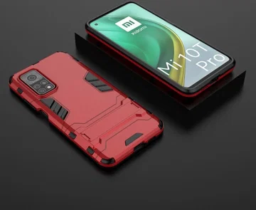 Xiaomi Mi 10T / Mi 10Pro Shockproof Backcover Met Kickstand Rood | gsmpunt