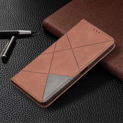 Xiaomi Redmi Note 10 Pro Hoesje Wallet Book Case Geometrie Coffee | gsmpunt