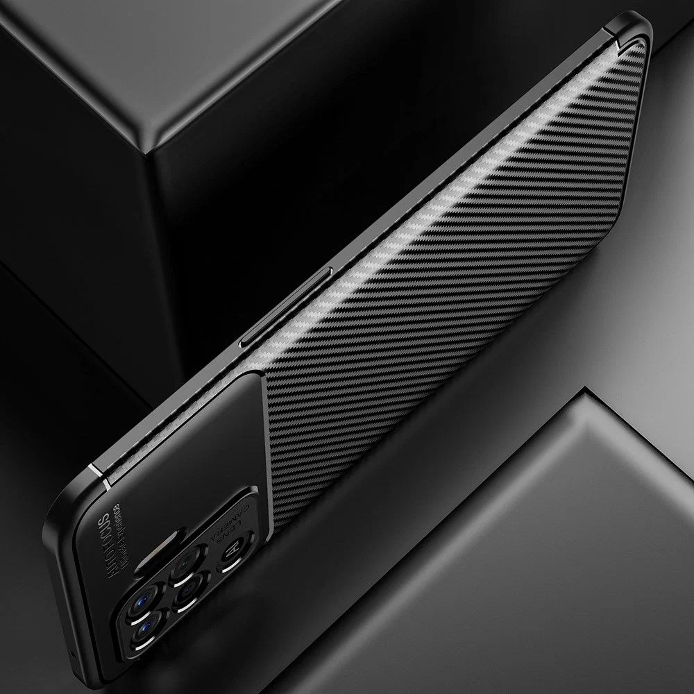 Oppo A94 Hoesje Siliconen Carbon TPU Back Cover Bruin | gsmpunt