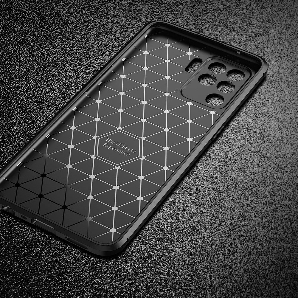 Oppo A94 Hoesje Siliconen Carbon TPU Back Cover Bruin | gsmpunt