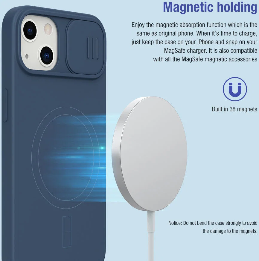 Nillkin iPhone 13 Hoesje MagSafe Siliconen met Camera Slider Zwart ...