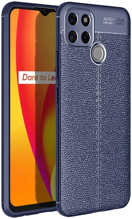 Realme 7i Hoesje Litchi Skin Back Cover Blauw | gsmpunt