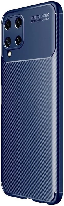 Samsung Galaxy M22/A22 4G Hoesje Siliconen Carbon TPU Back Cover Blauw ...