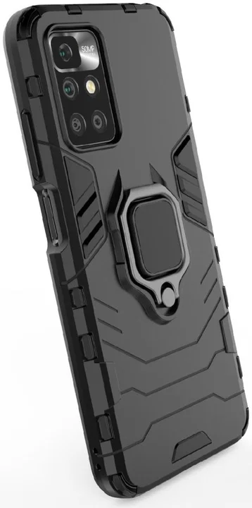 Xiaomi Redmi 10 Hoesje Shock Proof Back Cover met Kickstand Zwart | gsmpunt
