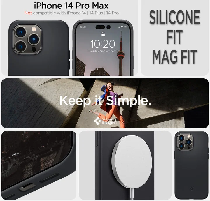 Spigen Silicone Fit Apple iPhone 14 Pro Max Hoesje MagSafe Zwart | gsmpunt