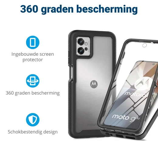 Motorola Moto G32 Hoesje Full Protect 360° Cover Hybride Zwart | gsmpunt