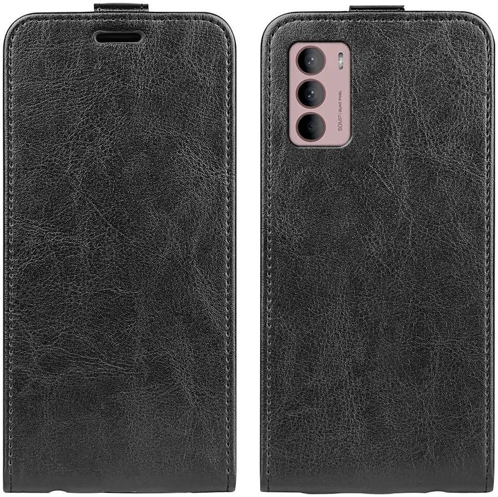 Motorola Moto G42 Hoesje Verticale Flip Wallet Case Kunstleer Zwart ...