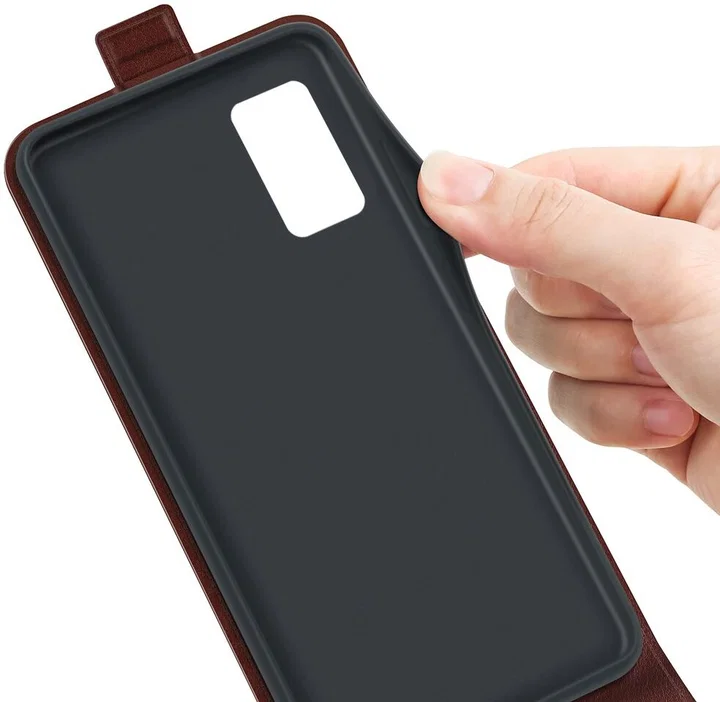 Motorola Moto G42 Hoesje Verticale Flip Wallet Case Kunstleer Bruin ...