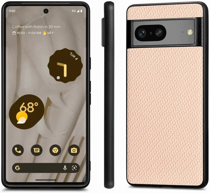 Google Pixel 7a Hoesje Carbon Fiber Back Cover Roze | gsmpunt