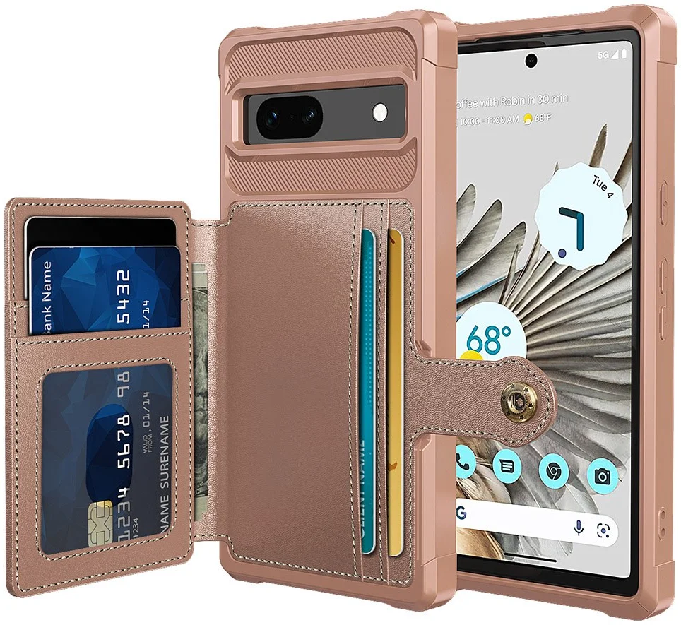 Google Pixel 7a 3 in 1 Back Cover Portemonnee Hoesje Roze | gsmpunt