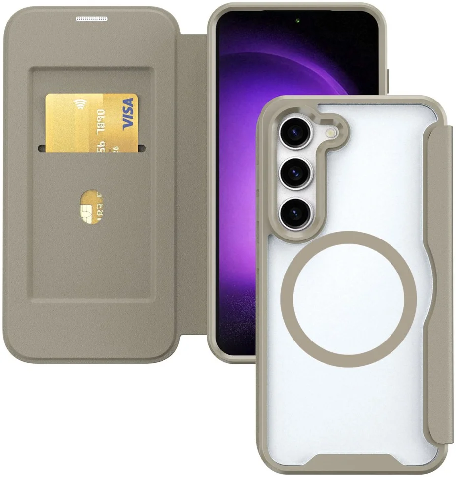 Samsung Galaxy S24 Plus Hoesje met MagSafe Book Case Khaki | gsmpunt