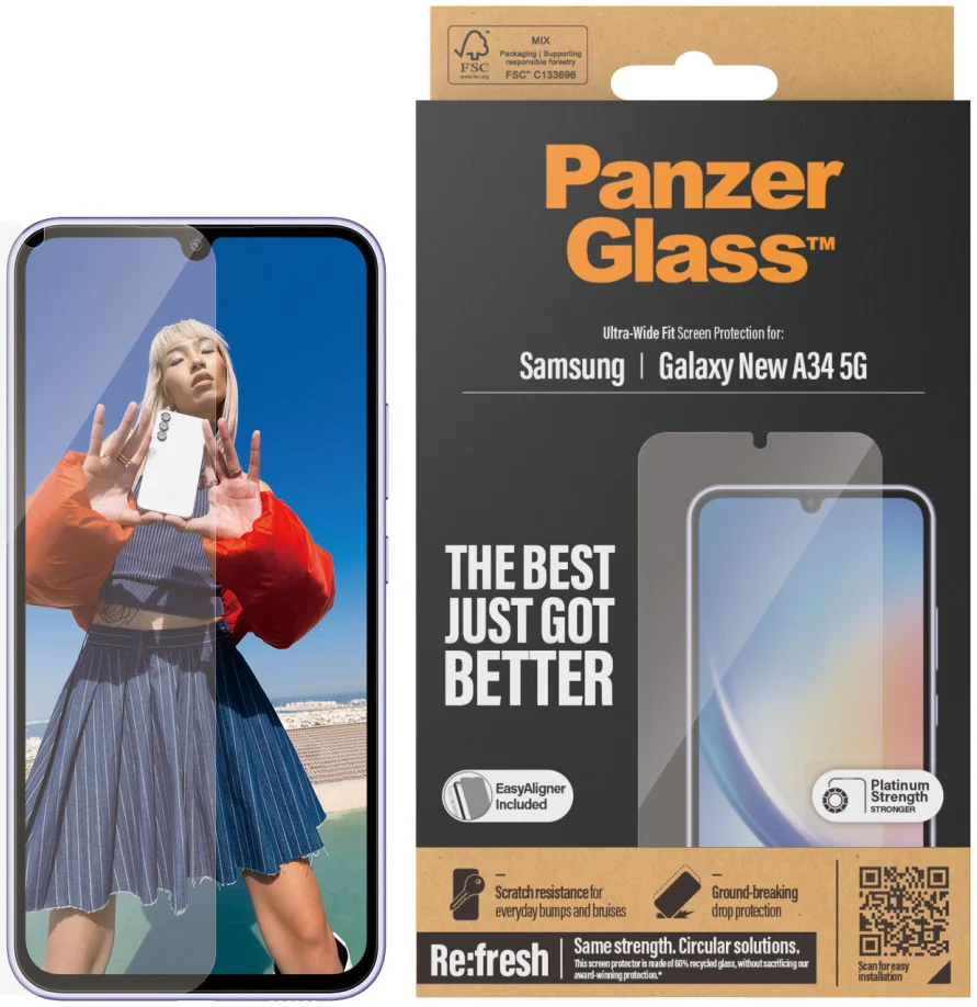 PanzerGlass Refresh Ultra-Wide Samsung Galaxy A35 Screen Protector ...