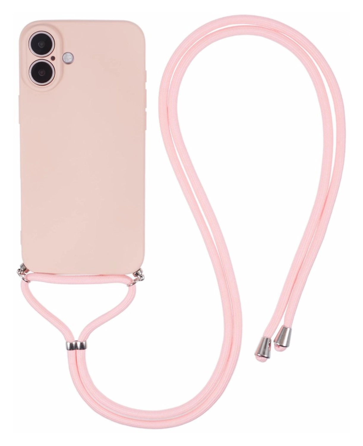 Apple iPhone 16 Hoesje met Koord en Camera Bescherming Back Cover Roze ...