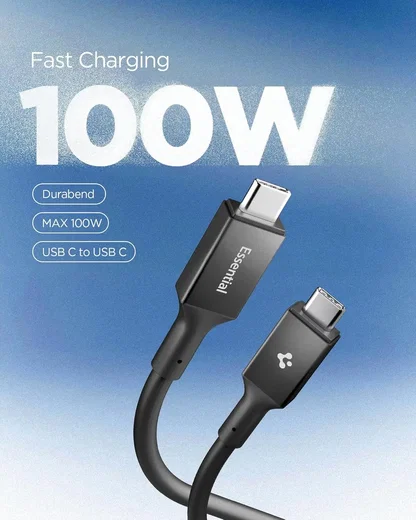 Spigen Essential USB-C naar USB-C Kabel 100W Fast Charge 2 Meter Zwart ...