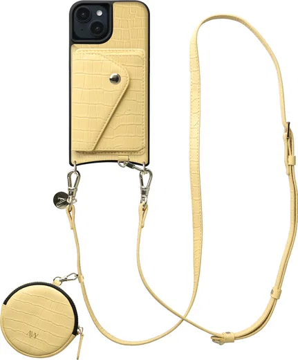 AVY Apple iPhone 15 - Statement Kit - Croco Geel - Long Leather | gsmpunt