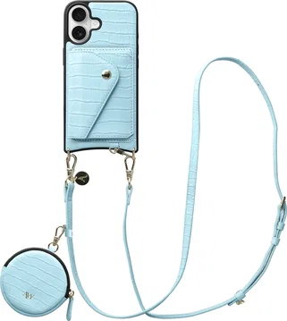 AVY Apple iPhone 16 - Statement Kit - Croco Blauw - Long Leather | gsmpunt