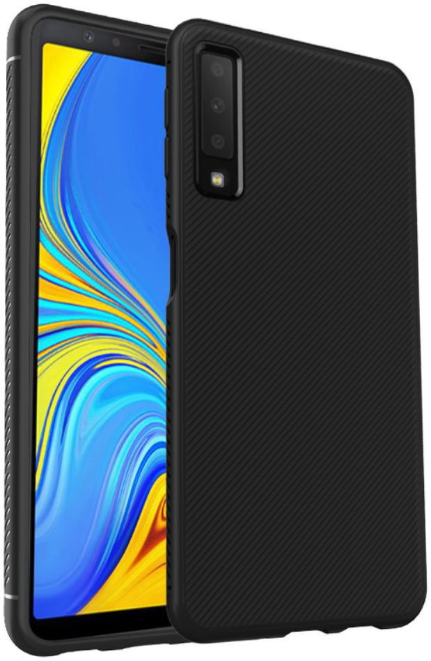 Samsung Galaxy A7 (2018) Twill Texture TPU Back Cover Zwart | gsmpunt