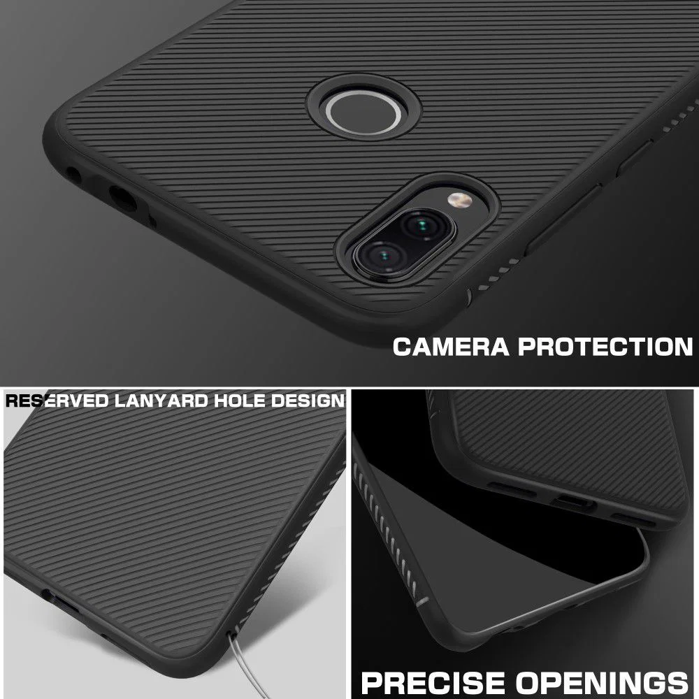 Redmi Note 7 Twill Slim Texture Back Cover Zwart | gsmpunt