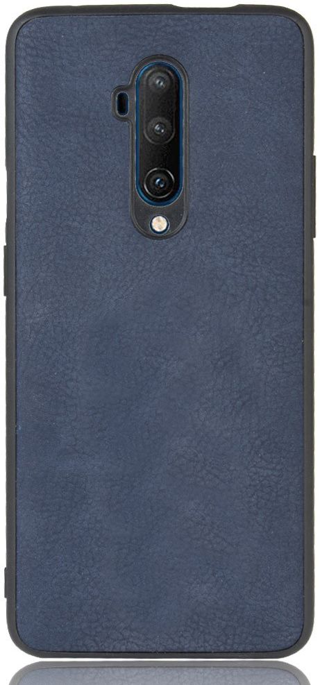 OnePlus 7T Pro Back cover met Lederen Coating Blauw | gsmpunt