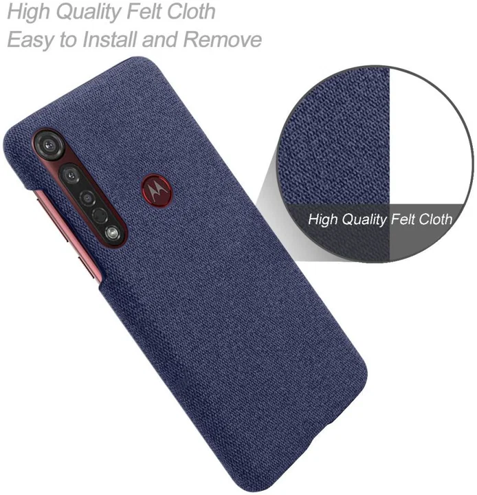 Motorola Moto G8 Plus Stof Hard Back Cover Blauw | gsmpunt