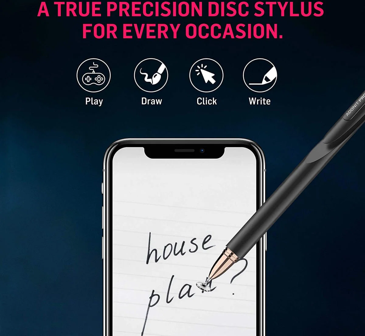 Adonit Jot Pro 4 Stylus Pen Met Disc Top Zwart | gsmpunt