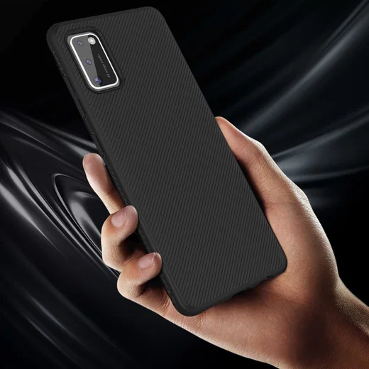 Samsung Galaxy A41 Hoesje Twill Slim Texture Back Cover Zwart | gsmpunt