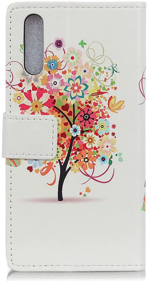 Sony Xperia L4 Hoesje Portemonnee met Rode Boom Print | gsmpunt