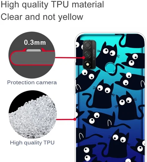 Huawei P Smart 2020 TPU Back Cover Met Kat Print Zwart | gsmpunt