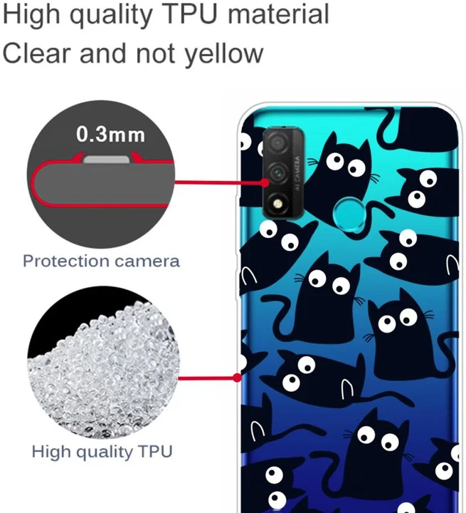 Huawei P Smart 2020 TPU Back Cover Met Kat Print Zwart | gsmpunt