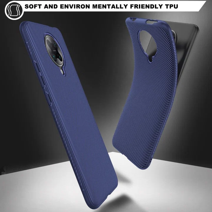 Xiaomi Poco F2 Pro Hoesje Twill Slim Texture Back Cover Blauw | gsmpunt