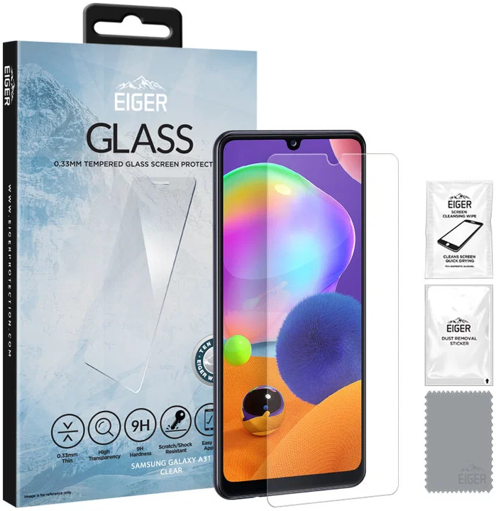 Eiger Samsung Galaxy A31 Tempered Glass Case Friendly Protector Plat ...