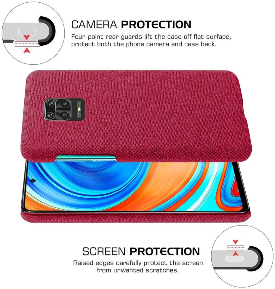 Xiaomi Redmi Note 9S / Note 9 Pro Stoffen Hoesje Back Cover Rood | gsmpunt