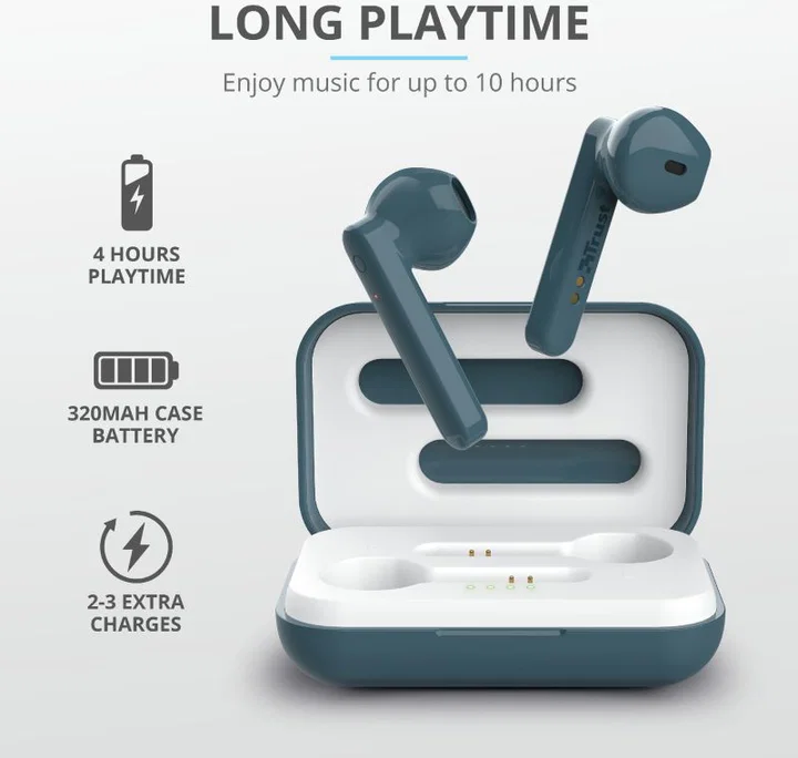 Trust Primo Touch Wireless Bluetooth Earphones Blauw | gsmpunt