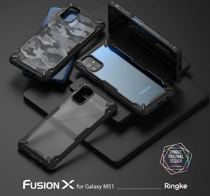 Ringke Fusion X Samsung Galaxy M51 Hoesje Back Cover Camo Zwart | gsmpunt